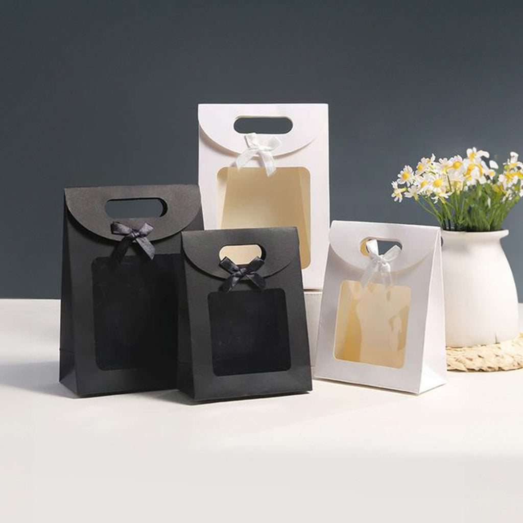 Kraft Gift Box Bags with Bow & Handle - Pack of 12 (Sizes Available ...